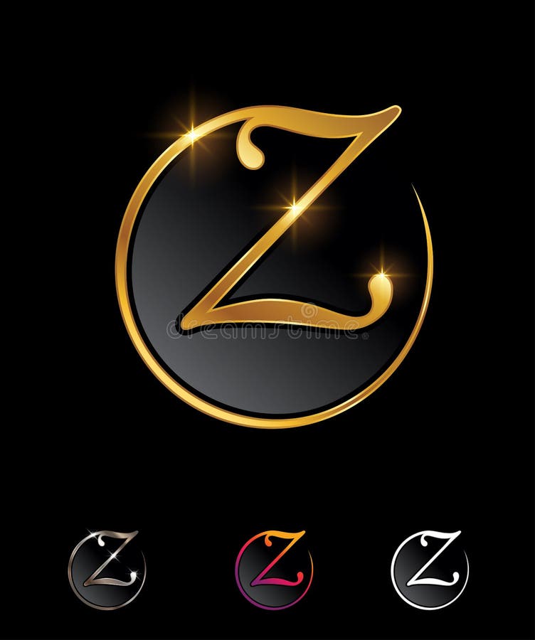 Golden Circle Monogram Initial Letter Z Stock Vector - Illustration of ...