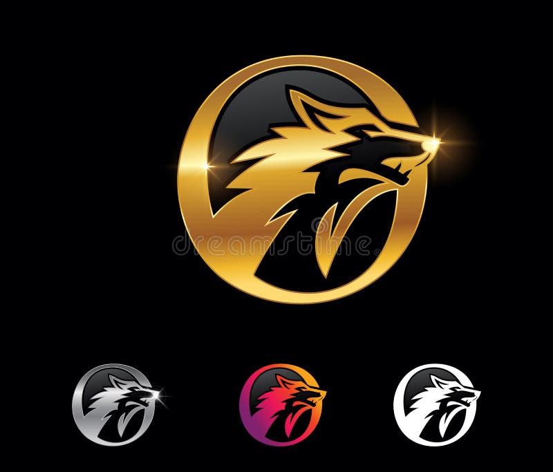 Golden Circle Wolf Vector Sign Stock Vector - Illustration of graphic ...