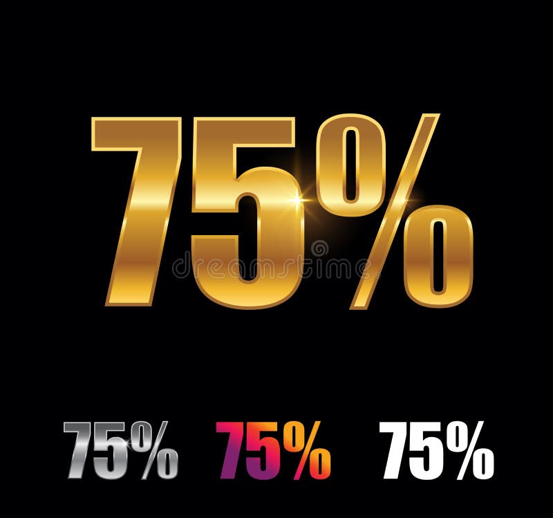 Golden and Silver 75 Percent Sign Stock Vector - Illustration of glossy ...