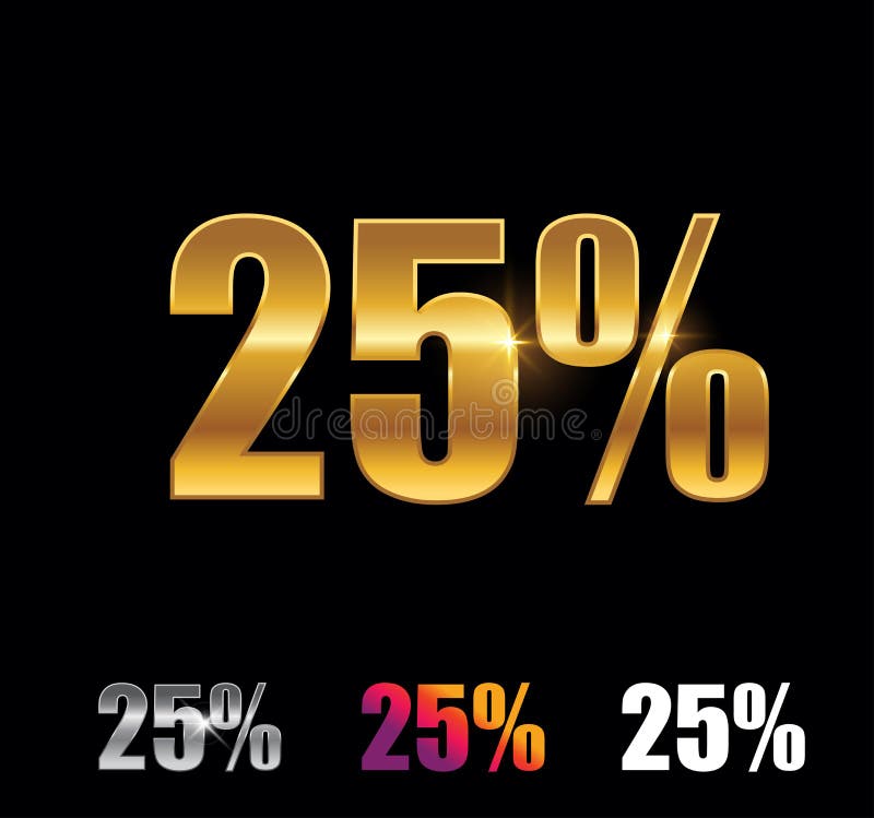 Golden and Silver 25 Percent Sign Stock Vector - Illustration of ...