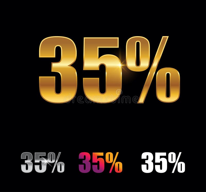 Golden and Silver 35 Percent Sign Stock Vector - Illustration of offer ...