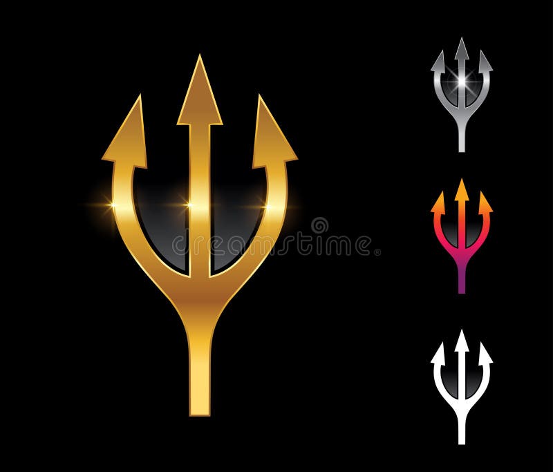 Golden Trident Vector Sign stock vector. Illustration of luxury - 224656881