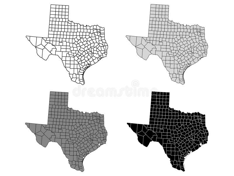 Set of Counties Maps of US State of Texas Stock Vector - Illustration ...