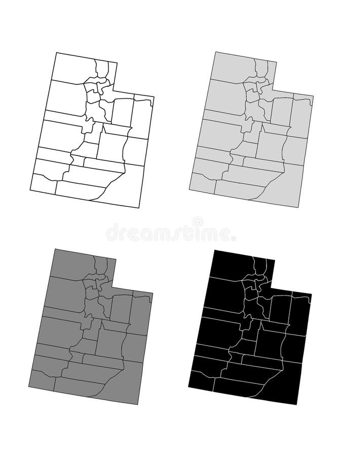 Set of Counties Maps of US State of Utah Stock Vector - Illustration of ...