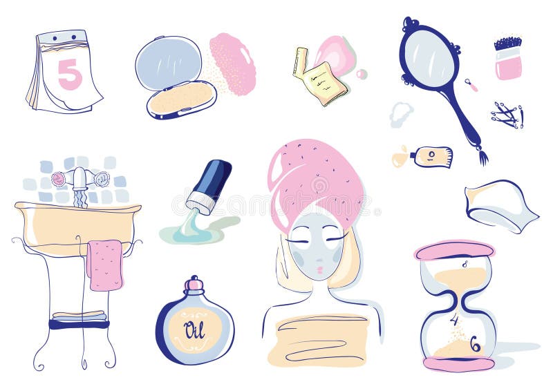 Vector Illustration Set of 10 Health and Beauty Objects Stock Vector ...