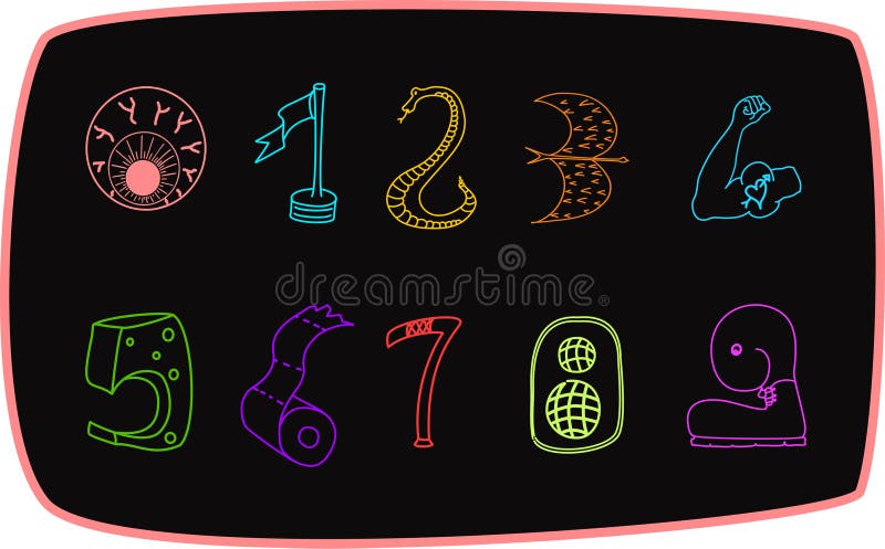 Figures for numbers stock vector. Illustration of bird - 335278989