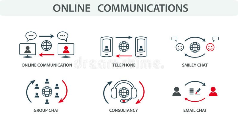 Vector Illustration Set of Icons Online-communication Stock Vector ...