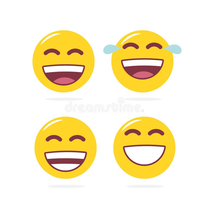 Vector Illustration: Set of Laugh Emoji on White Background Stock ...