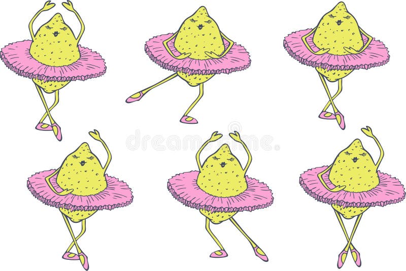 Vector Illustration Set of Lemons Dancing in Ballet Tutu Stock Vector ...