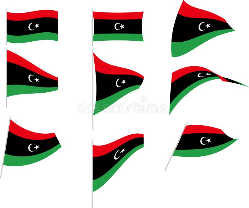 Vector Illustration of Set with Libya Flag Stock Vector - Illustration ...
