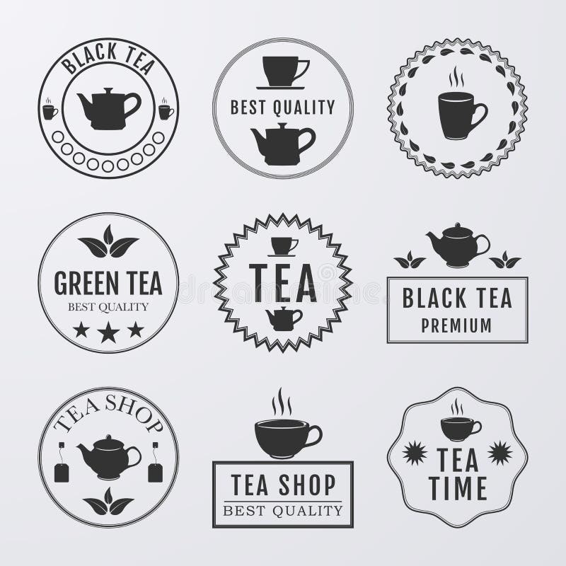 Vector Illustration Set of Logos on the Theme of Tea Stock Vector ...