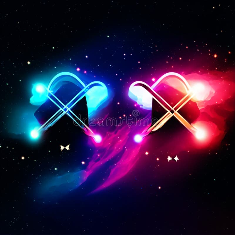 Vector Illustration of a Set of Magic Neon Lights on a Dark Background ...