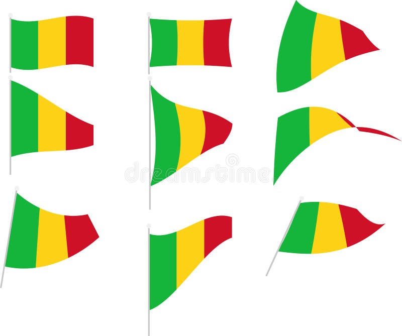 Vector Illustration of Set with Mali Flag Stock Vector - Illustration ...