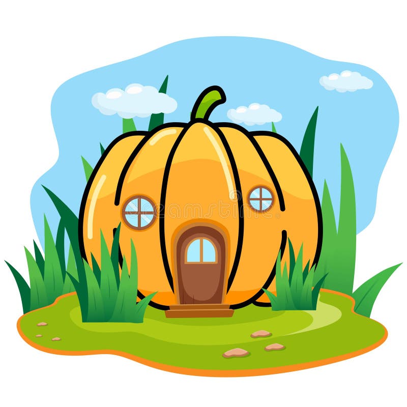 Vector Illustration Set of Mango Fruit House with Grass and Cloud Stock ...