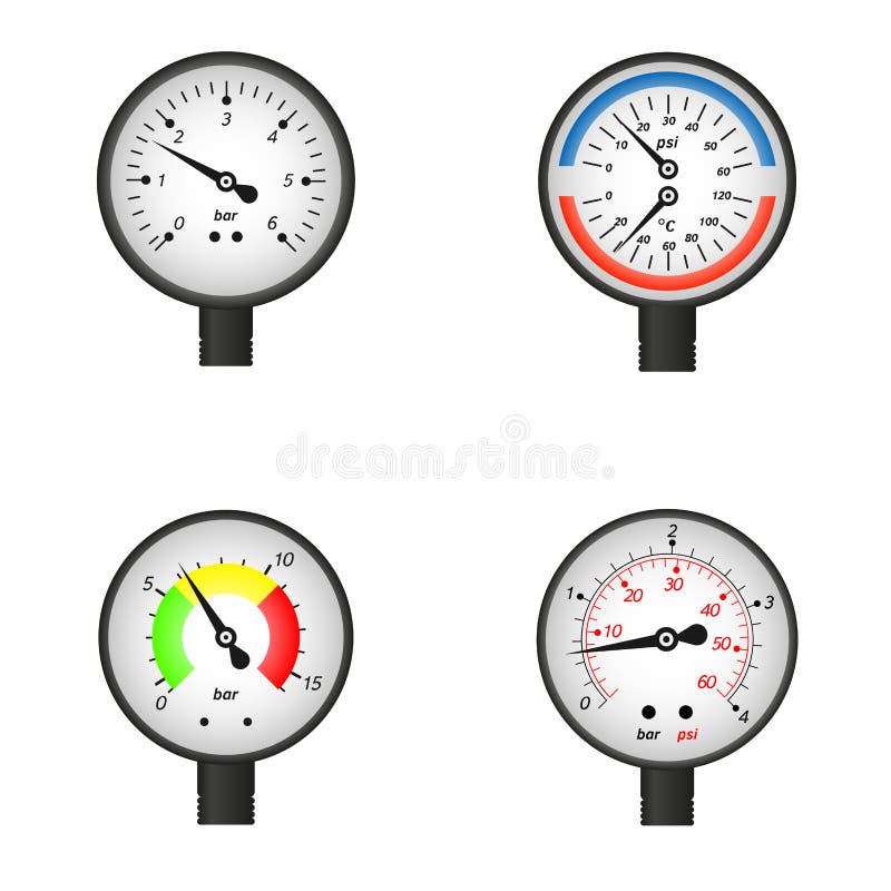 Vector Illustration Set of Manometers. Stock Vector - Illustration of ...