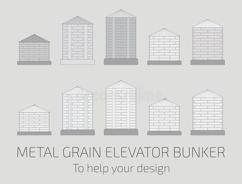 Vector Illustration. Set of Metal Grain Elevator Hopper Stock Vector ...