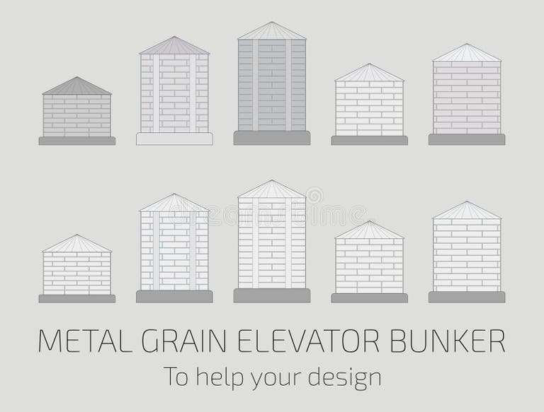 Vector Illustration. Set of Metal Grain Elevator Hopper Stock Vector ...