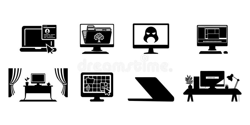 Vector Illustration Set of Modern Office Technology Icons Stock Vector ...