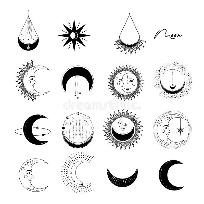 Vector Illustration Set of Moon Phases. Stock Vector - Illustration of ...