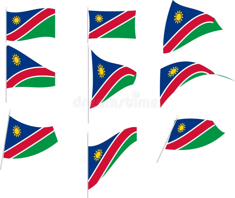 Vector Illustration of Set with Namibia Flag Stock Vector ...