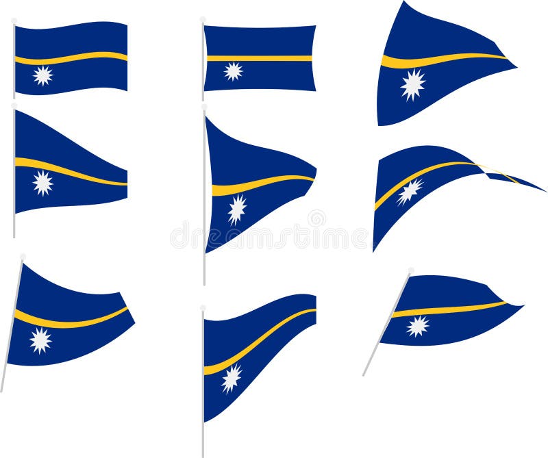 Vector Illustration of Set with Nauru Flag Stock Vector - Illustration ...