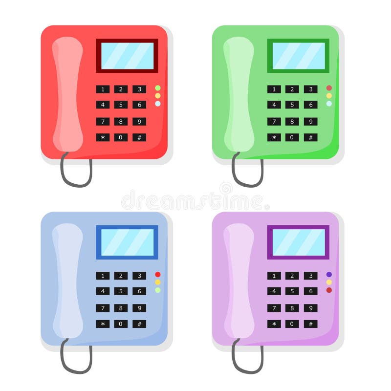 Vector Illustration Set of an Office Telephone for a Communication Tool ...