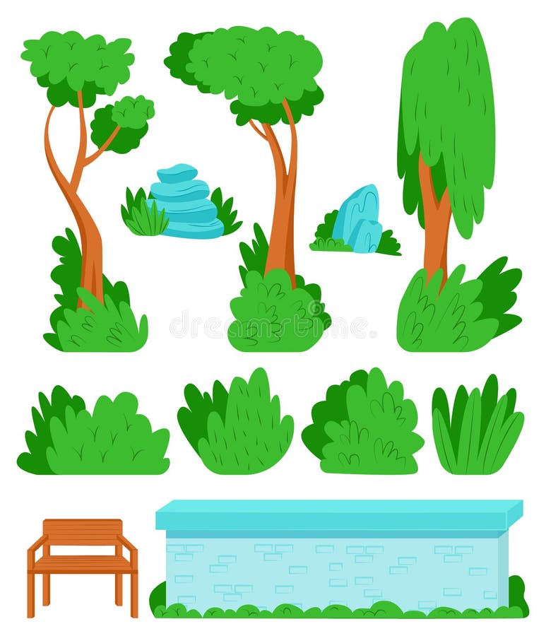 Vector Illustration with Set of Park Elements Stock Illustration ...