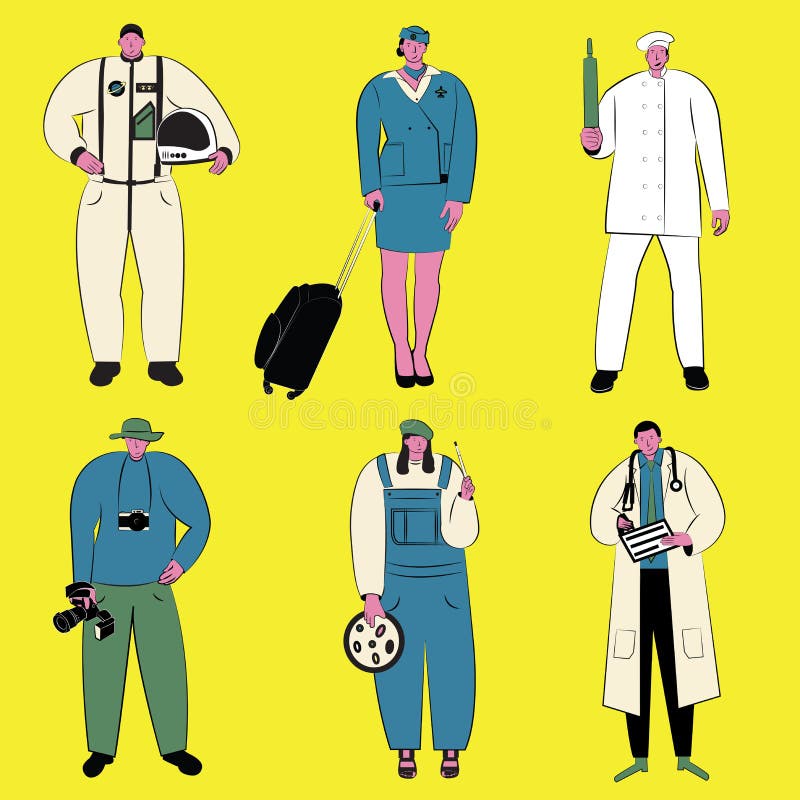 Vector Illustration Set of People of Different Professions Stock Vector ...