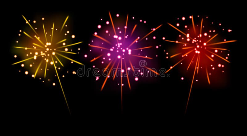 Vector Illustration Set of Realistic Yellow, Red, Orange Firecrackers ...