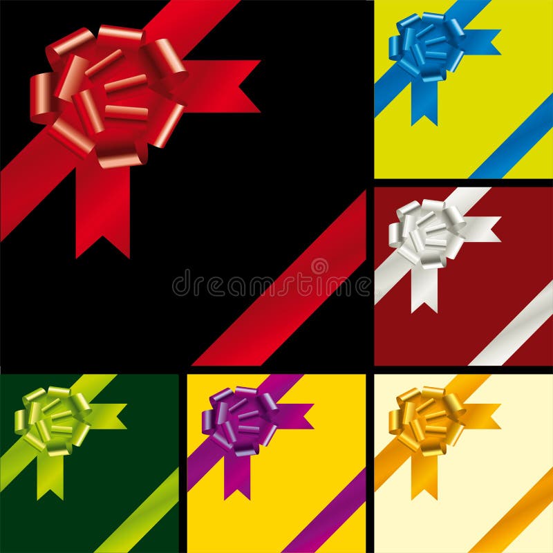 Set of Ribbon Gift in Square Boxes. Stock Vector - Illustration of ...