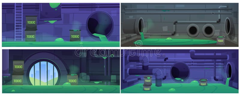 Vector Illustration of a Set of Rooms with the Image of Sewer Basements ...