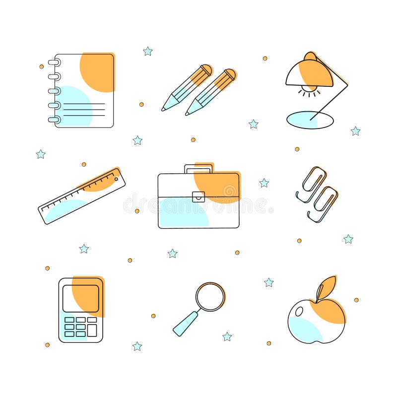 Set with School Objects for Design Stock Vector - Illustration of ...