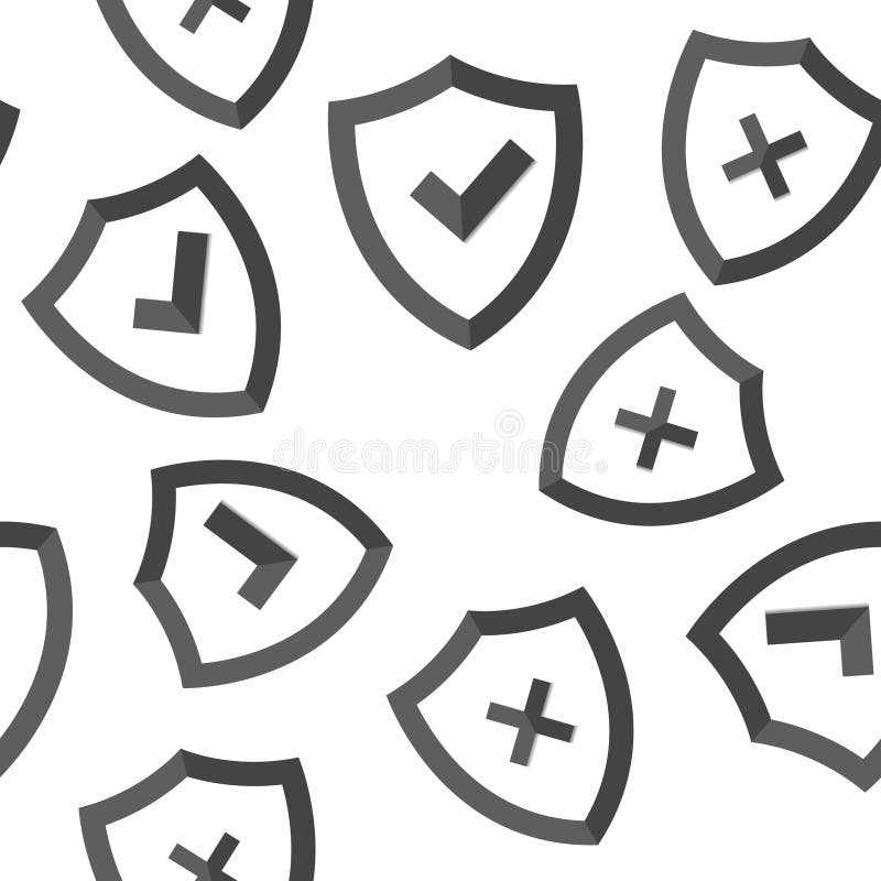 Vector Illustration Set of Shield with Tick and Cross. Symbol of ...