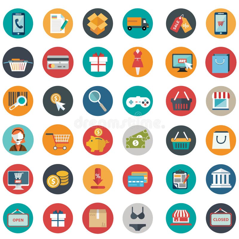 Vector Illustration Set of Shopping Icons , Shopping Items Stock ...