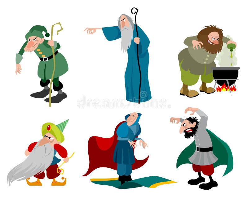 Set of six evil sorcerers stock illustration. Illustration of ancient ...