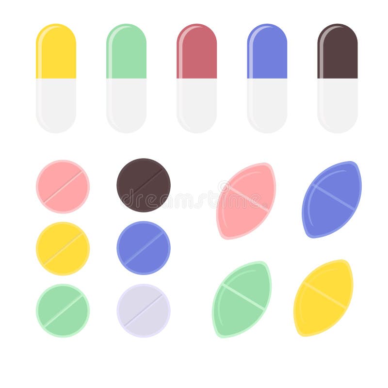 Set of Tablets of Different Shapes Flat Isolated. Vector Illustration ...