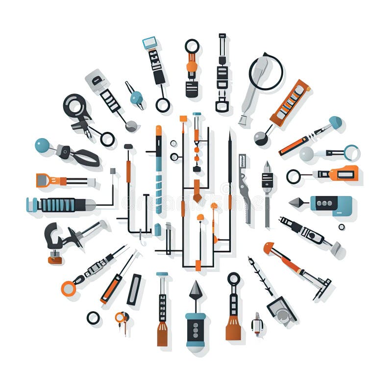 Vector Illustration of a Set of Tools in a Circle. Stock Illustration ...