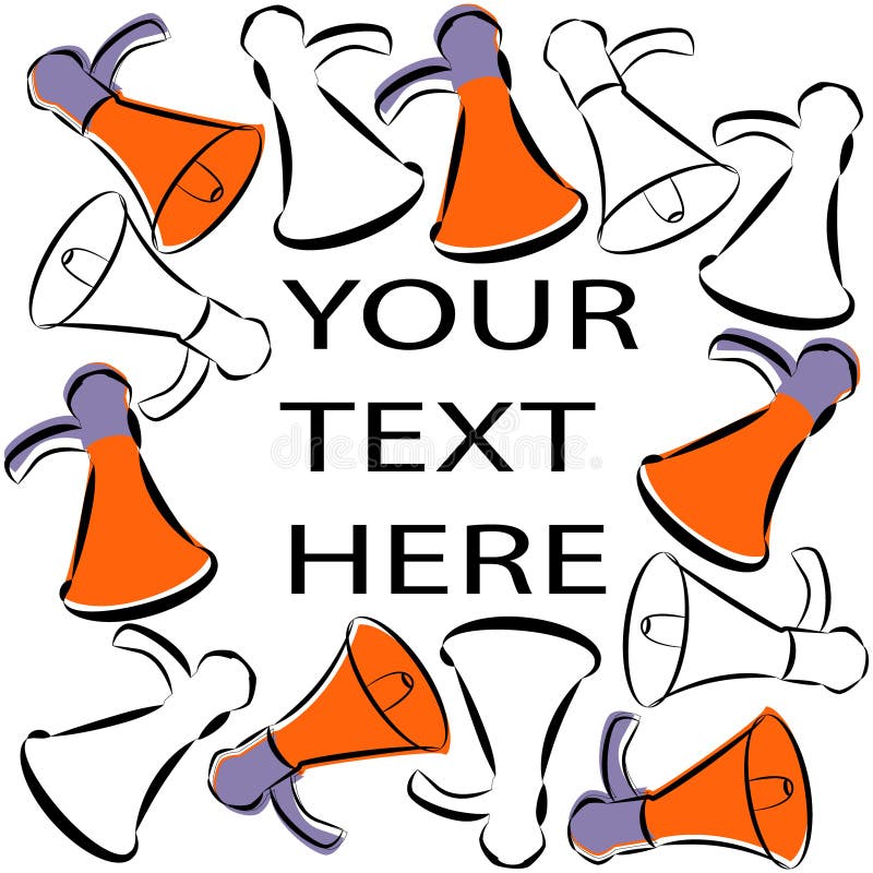 Vector Illustration with Set of Various Megaphones Decorated in Form of ...
