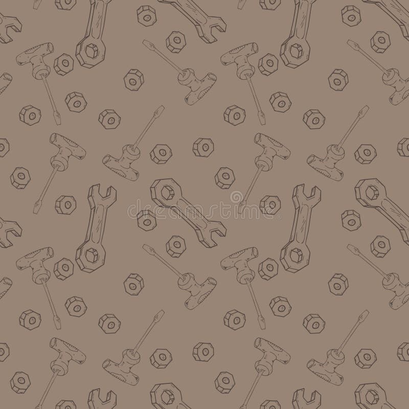 Tools Seamless Pattern. Vector Illustration Set of Wrenches, Bolts ...