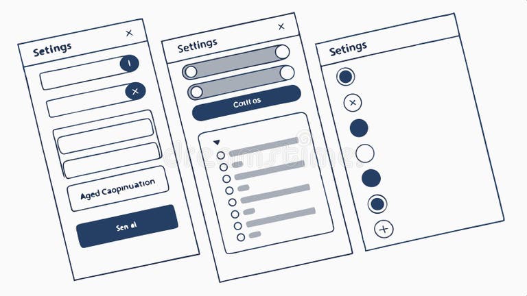 Settings Interface Screen, User Preferences and App Options Vector Design Generative AI Stock ...