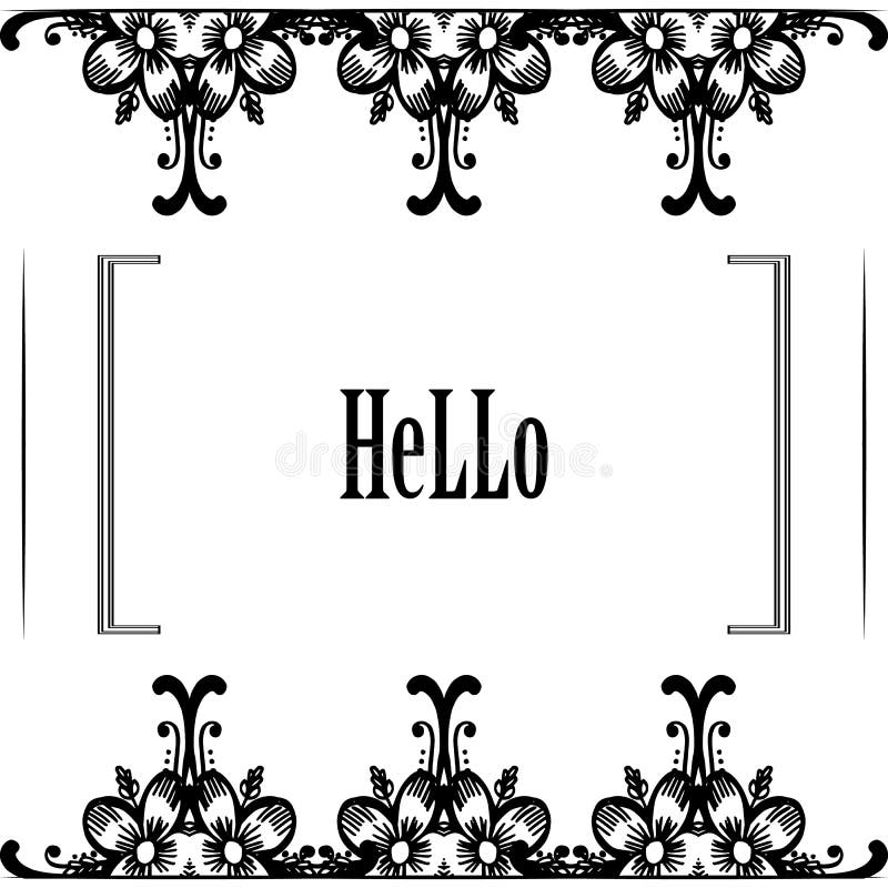 Vector Illustration Shape of Card Hello with Various Ornament Flower ...