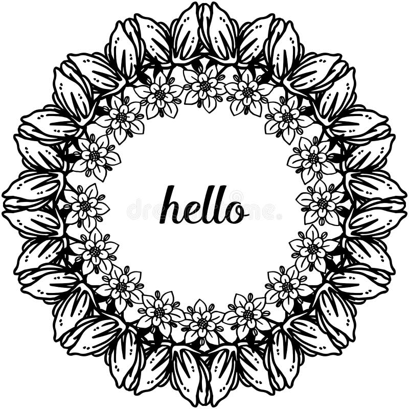 Vector Illustration Shape Card of Hello with Various Wallpaper Flower ...