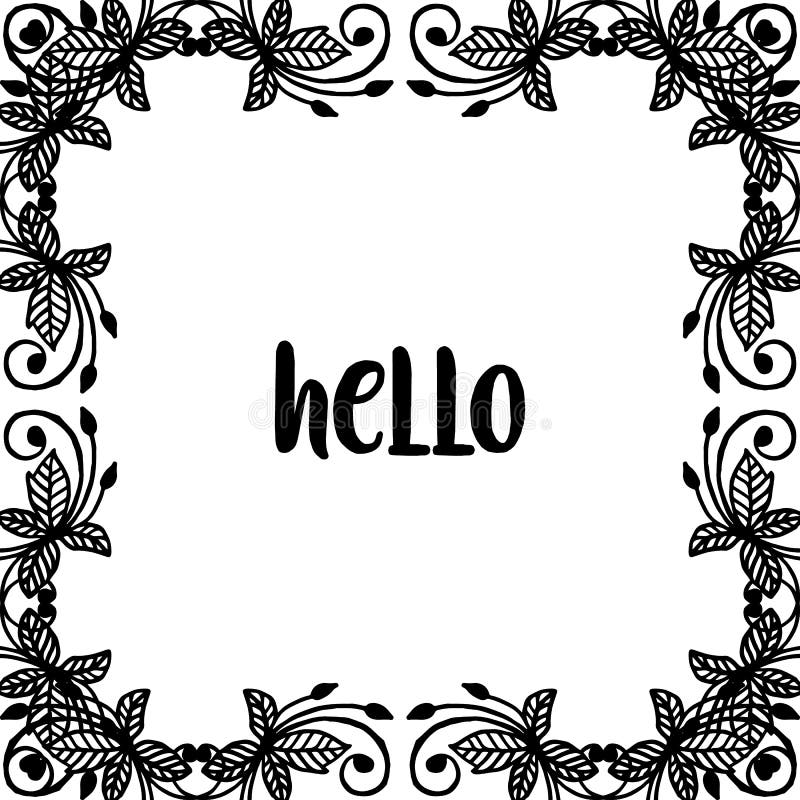 Vector Illustration Shape of Card Hello with Various Wreath Frame Stock ...