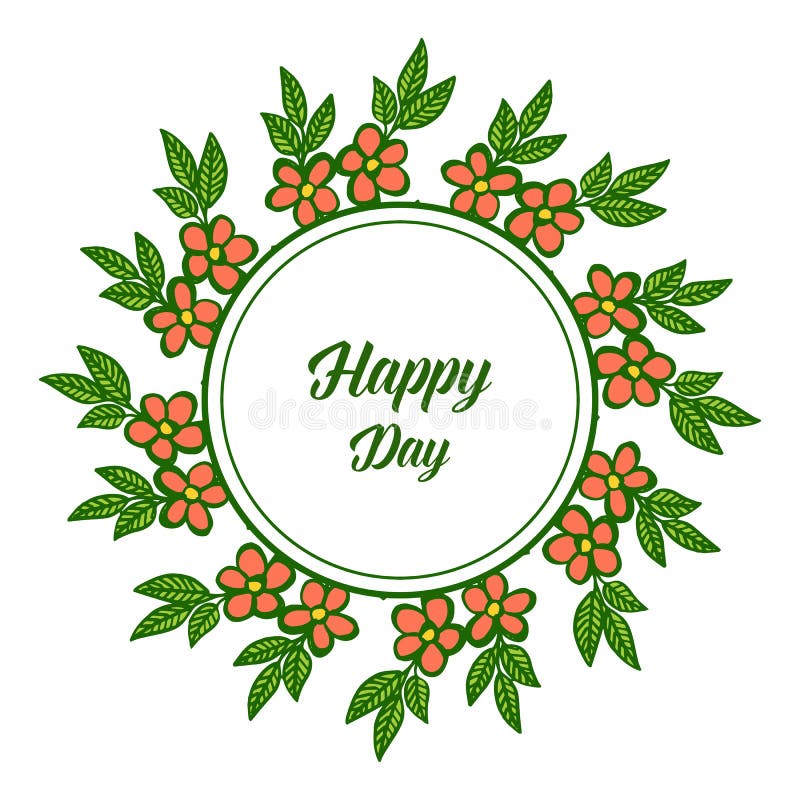 Vector Illustration Shape Orange Floral Frame for Template Happy Day ...