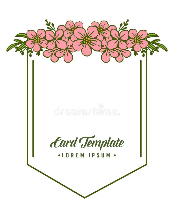 Vector Illustration Shape Pink Flower Frame with Card Template Design ...