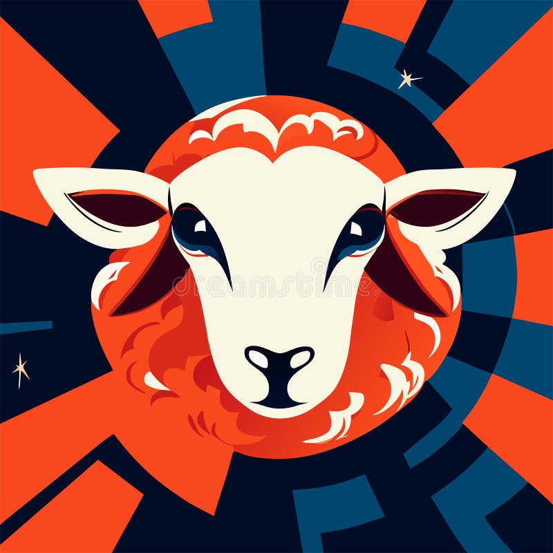 Sheep Head Vector Illustration. Isolated on a White Background Stock ...