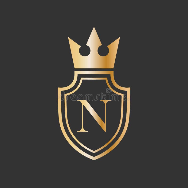 Vector Illustration Shield Crown and Letter Icon Logo Design Stock ...