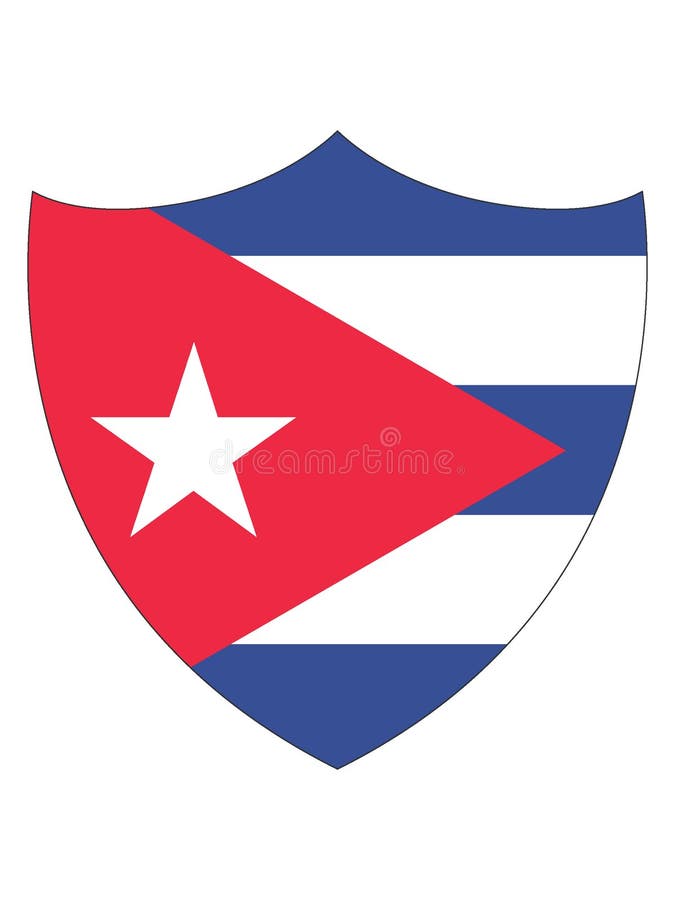 Shield Shaped Flag of Cuba stock vector. Illustration of circle - 137576772