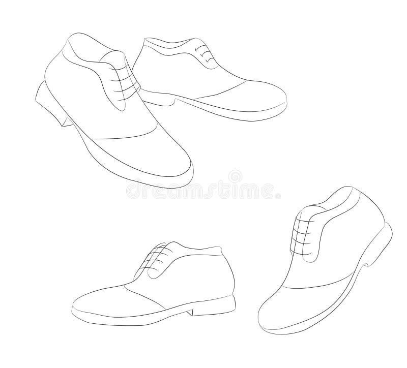 Vector Illustration of Shoes, Line Drawing, Vector Stock Vector ...