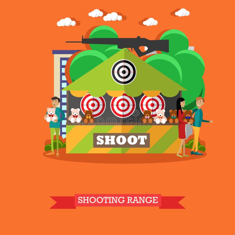 Shooting Range. Cartoon Vector Illustration. Amusement Park Stock ...